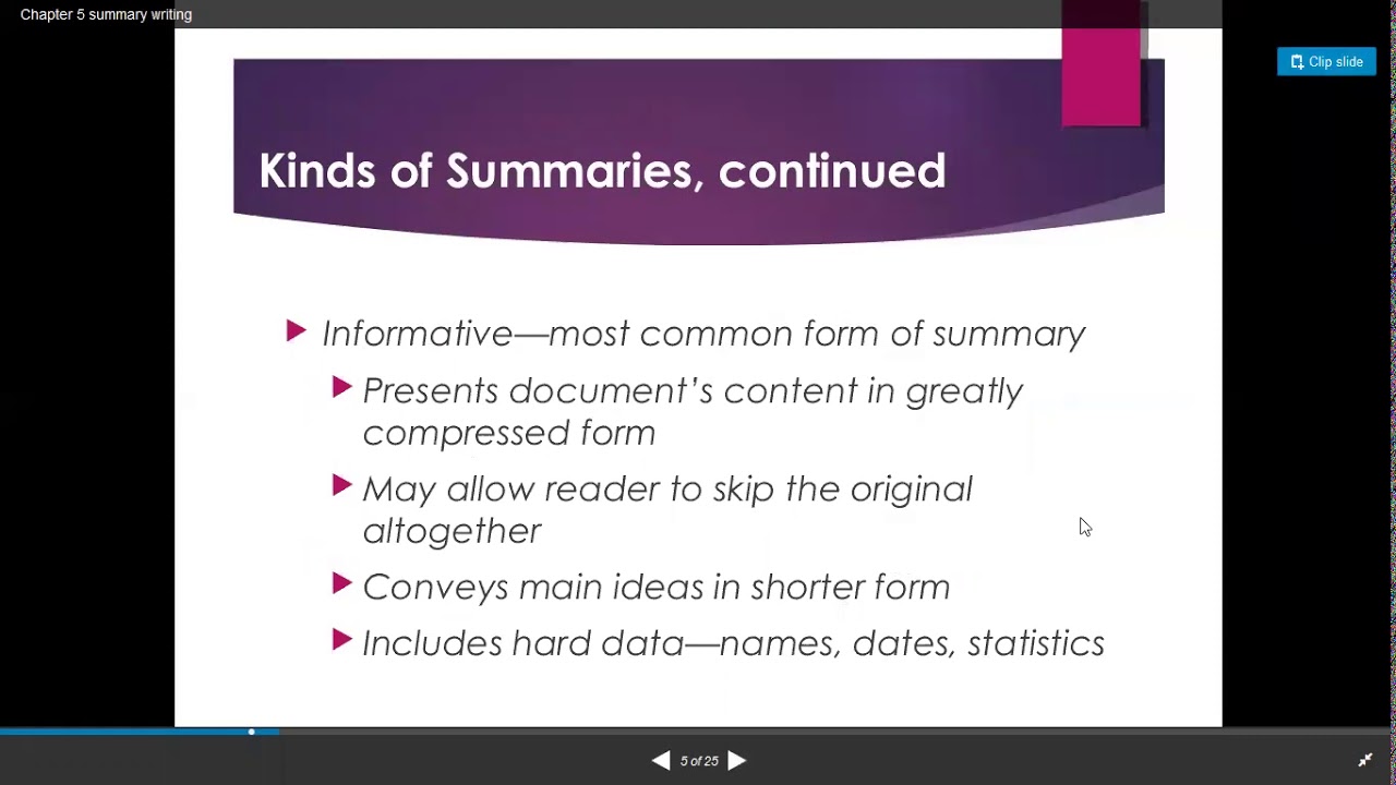 Summarizing: descriptive, informative and evaluative summary. - YouTube
