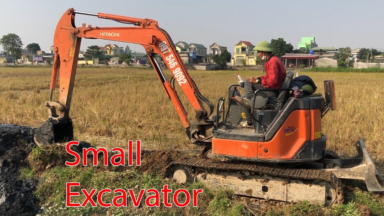 Small Excavator Working On The Rice Field - Cat Excavator Vlog - YouTube