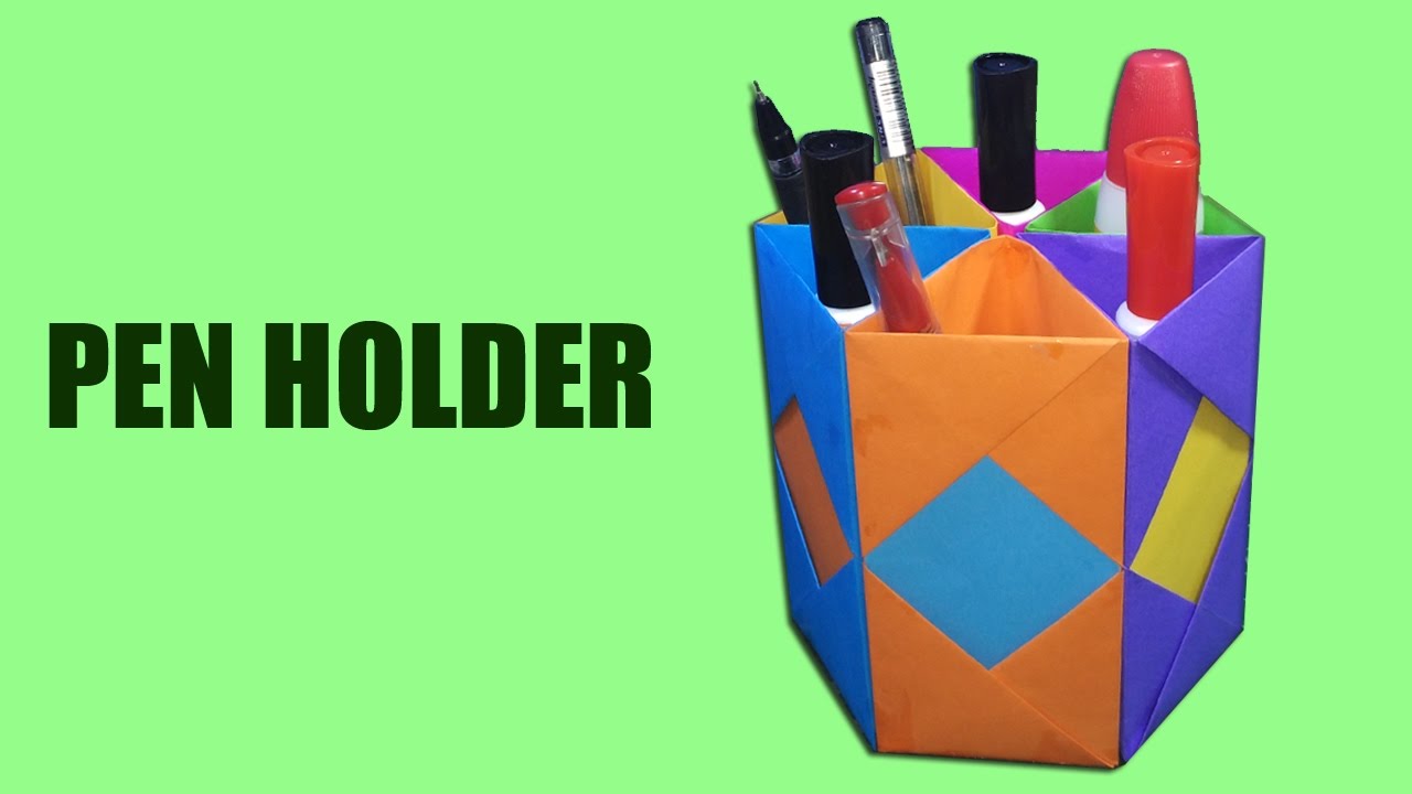 Simple paper pen holder| How to Make Pen Holder with Papers - YouTube