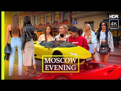 🔥 Hottest Evening Life, Russia Moscow 🔥 City Walk Tour With Russian Peoples 4K HDR