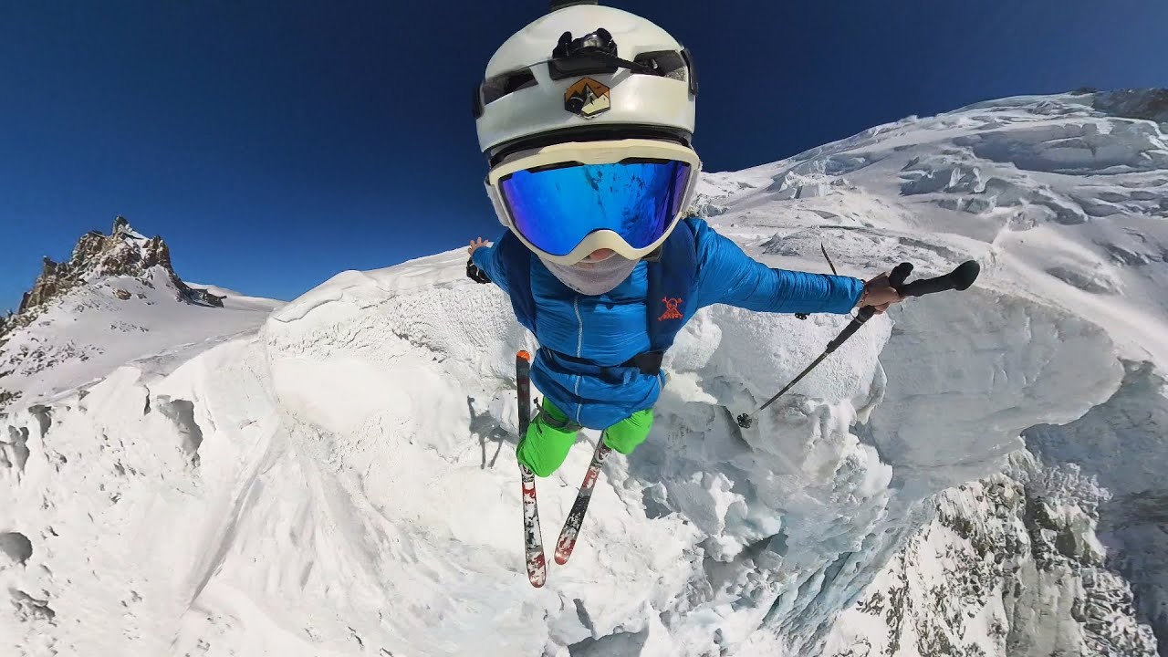 GONE WRONG but Survived Ski BASE Jump from Glacier. in Chamoinx after skiing over crevasses ...
