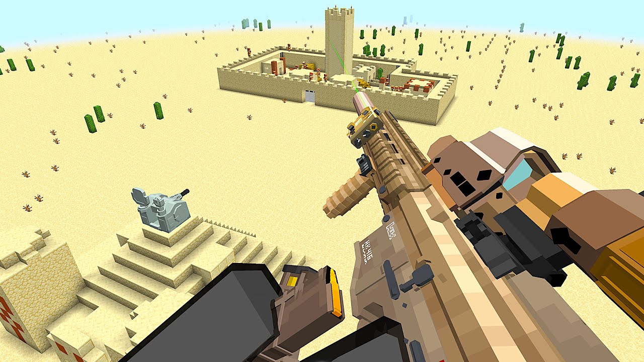 Desert Village Raid Defense with Modern Weapons [Minecraft Warfare ...