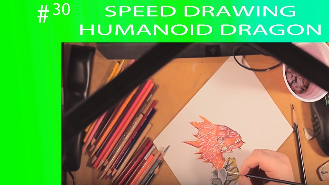 Speed drawing humanoid dragon - YouTube