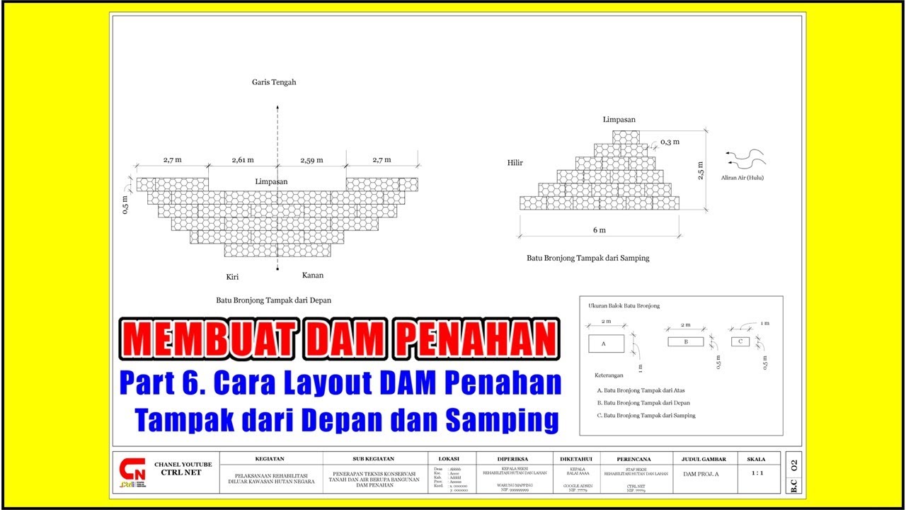 Part 6. Cara Membuat Layout 2 Dimensi Bangunan DAM Penahan Tampak dari ...