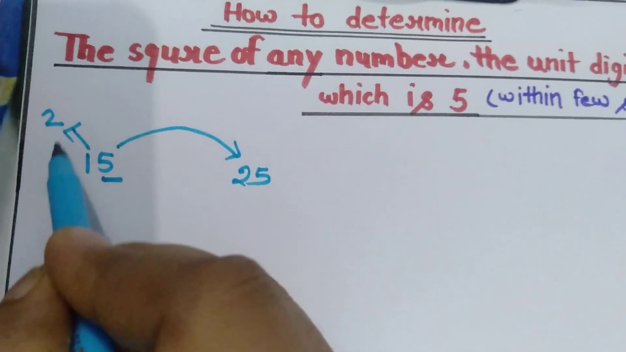 how to determine Square of such number , the unit digit of which is 5 ...