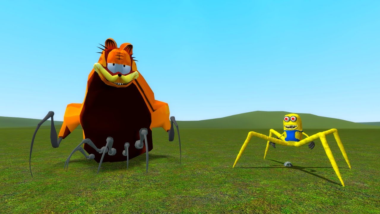 GOREFIELD vs CURSED MINION SPIDER Garry's Mod - YouTube