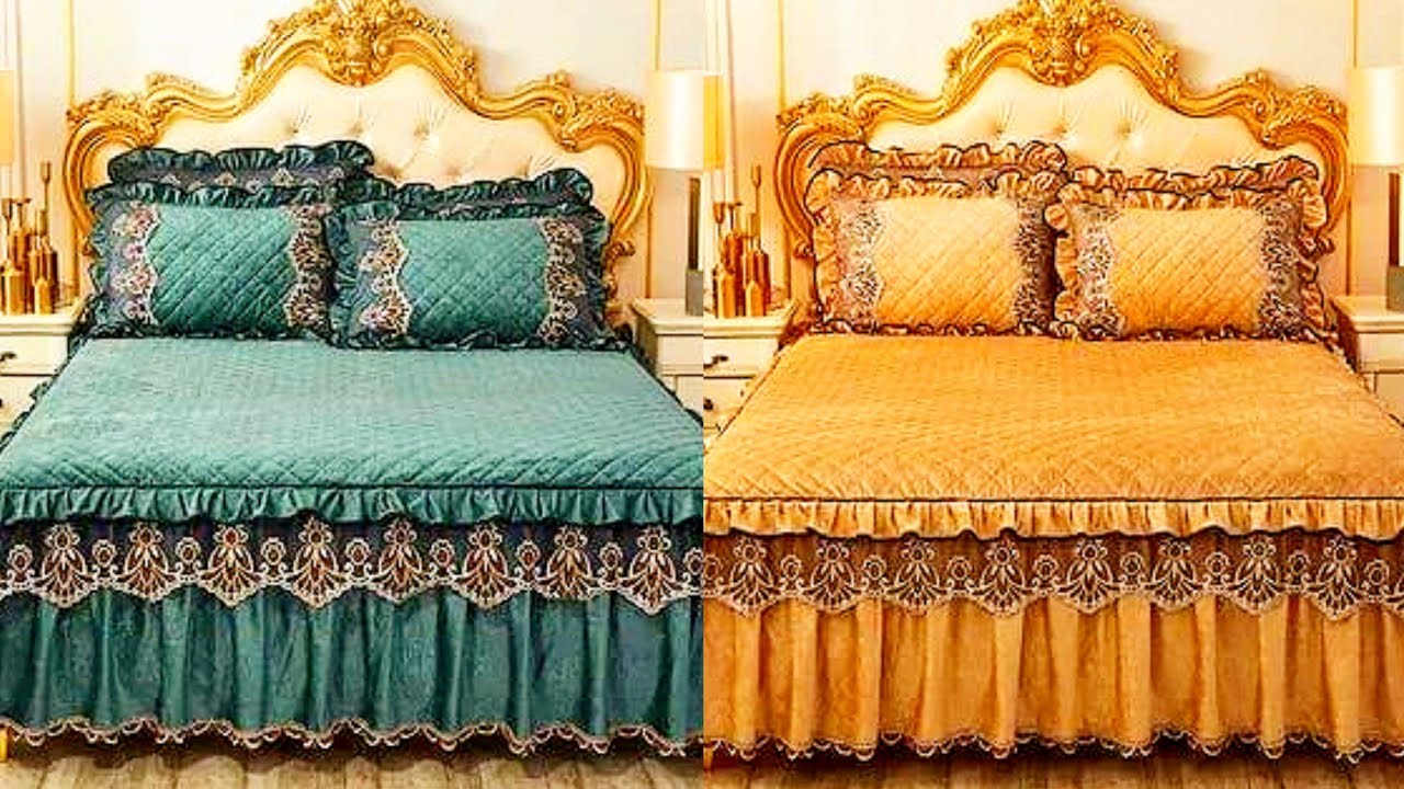 Luxury's Gorgeous Frilly Fancy Laceup Bedding Set Bedsheets Pellow ...