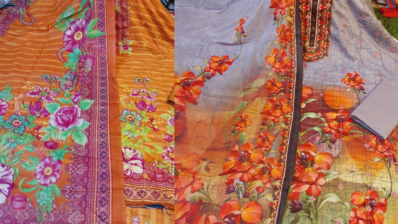 Floral embroidery sequence work cotton three pis//sequence cotton dress ...