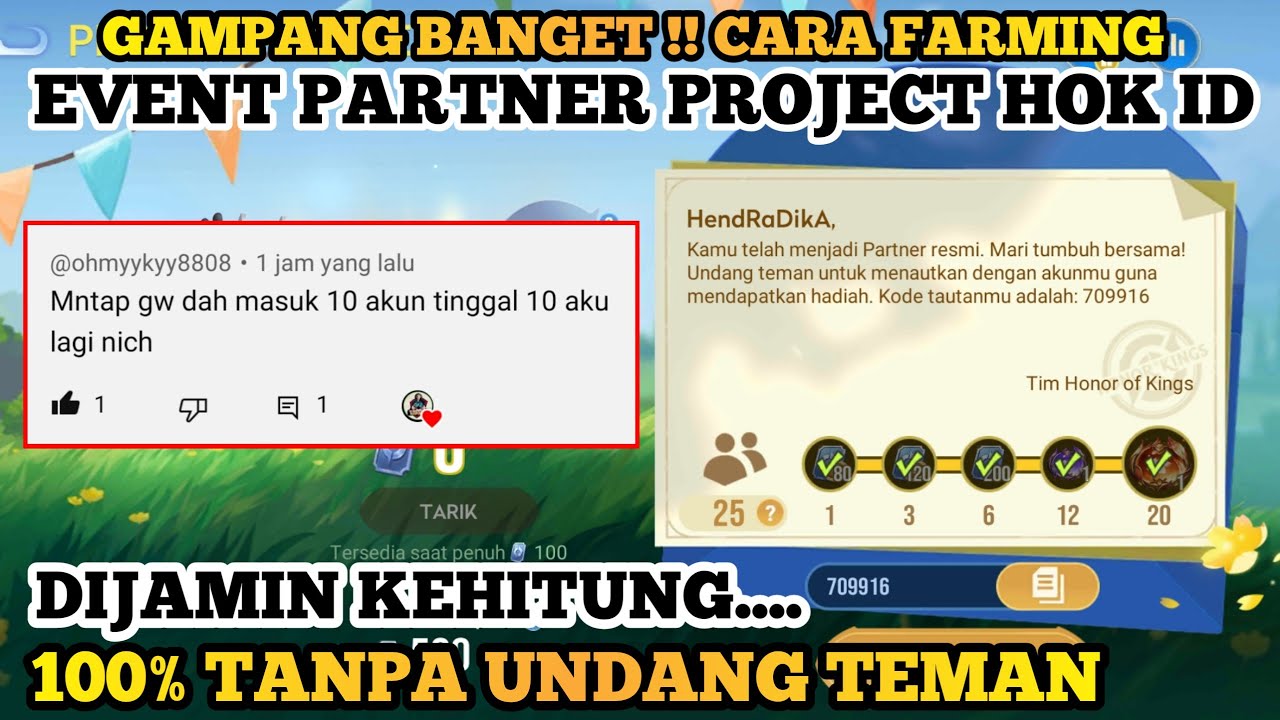 GAMPANG BANGET !! CARA FARMING EVENT PARTNER PROJECT HOK ID TANPA ...