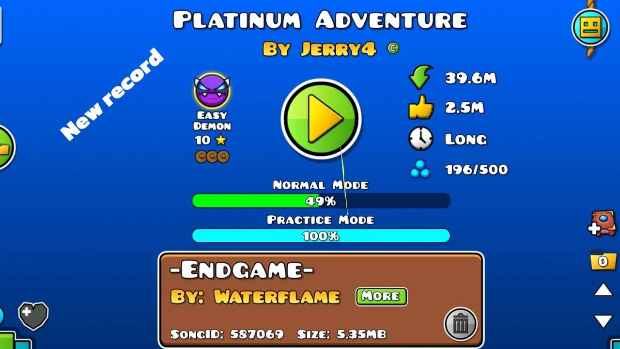 PLATINUM ADVENTURE BY JERRY4 0 TO 49 - GEOMETRY DASH #gameplay #gaming ...