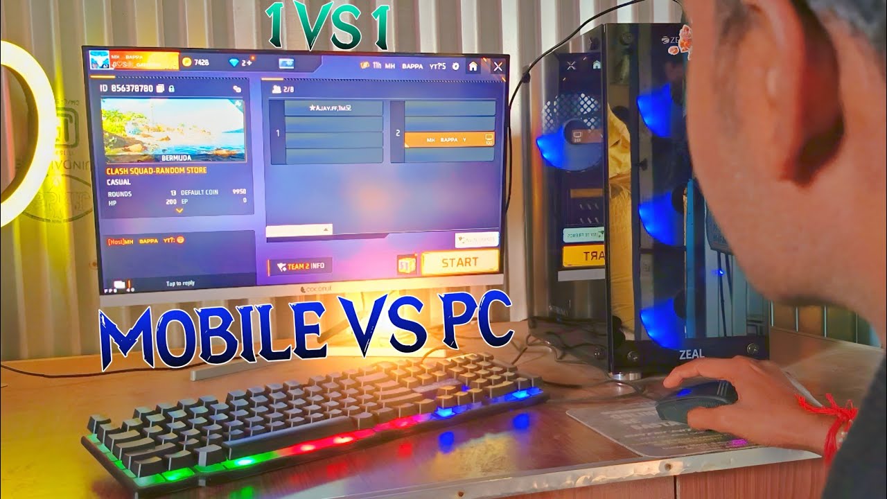 PC VS MOBILE 1vs 1⚡PC GAMEPLAY FREE FIRE HANDCUM FULL MATCH || Ryzen 5 ...