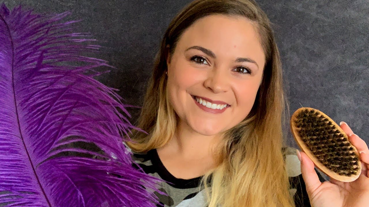 [ASMR] Feather Brushing + Skin Brushing (Whisper) - YouTube