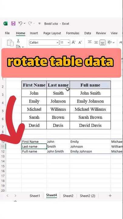 How to rotate table data in Excel table in excel Excel function Excel tips #exceltricks - YouTube