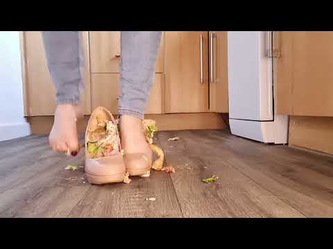 Food in heels - Shoe stuffing | Food crush & ASMR