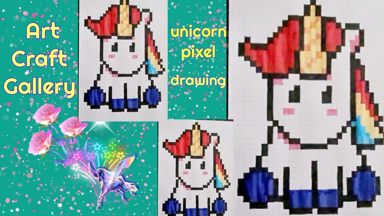 Pixel drawing||unicorn pixel drawing - YouTube
