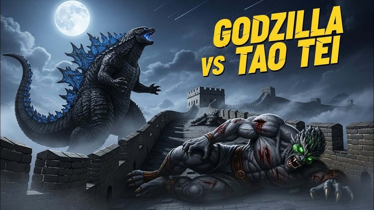 Epic Godzilla Victory on the Great Wall | Black King Godzilla ...
