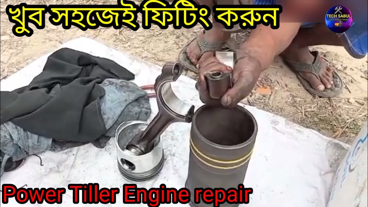 How to power tiller engine ring piston liner install - YouTube