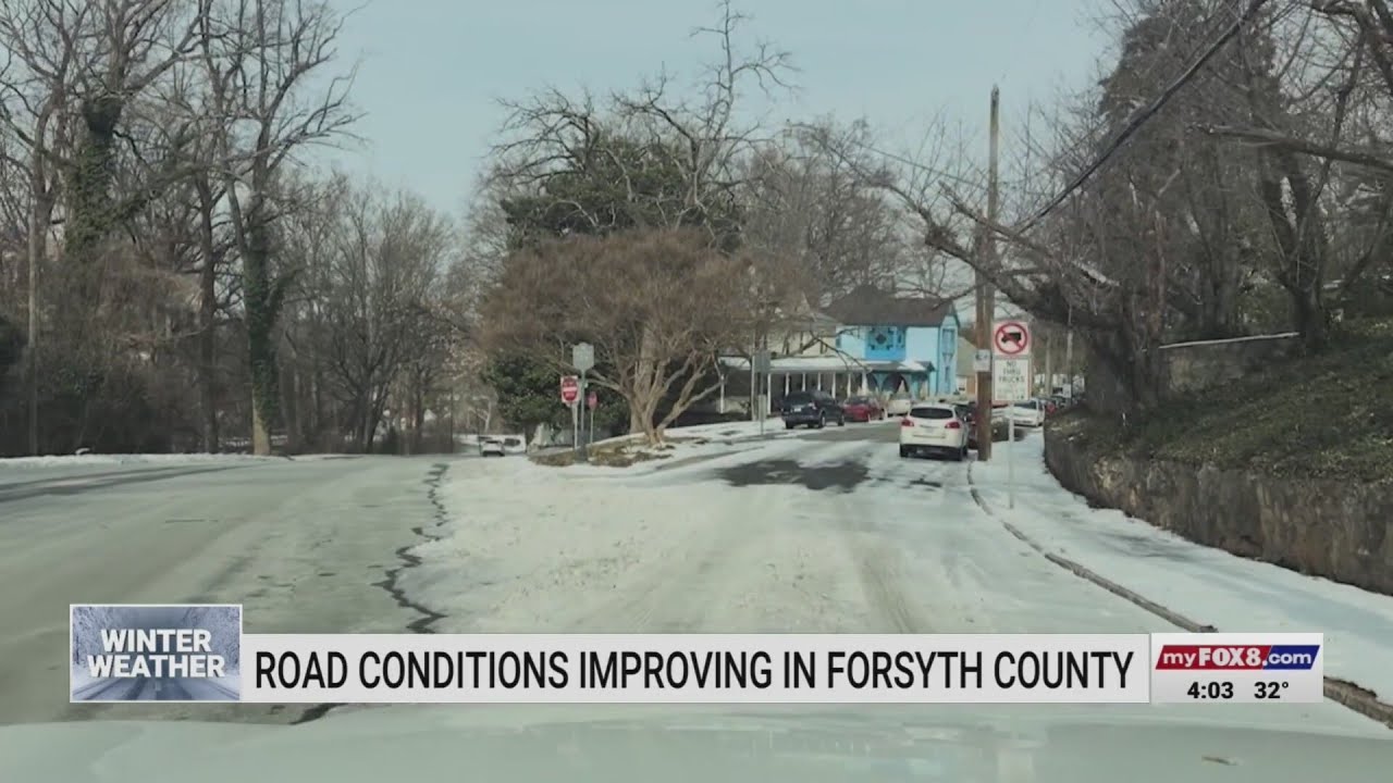 Road conditions improving in Forsyth County - YouTube