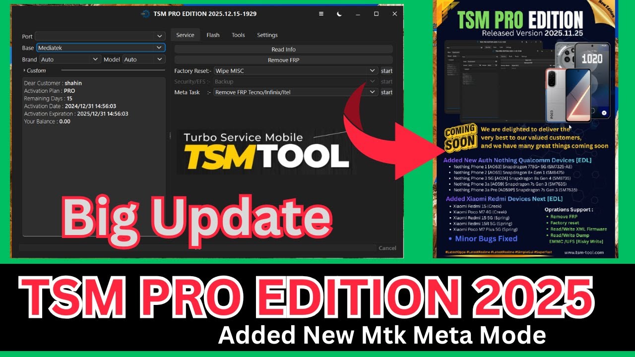 TSM PRO EDITION Big Update Added New Mtk Meta Mode Core 2025 TSM Tool ...