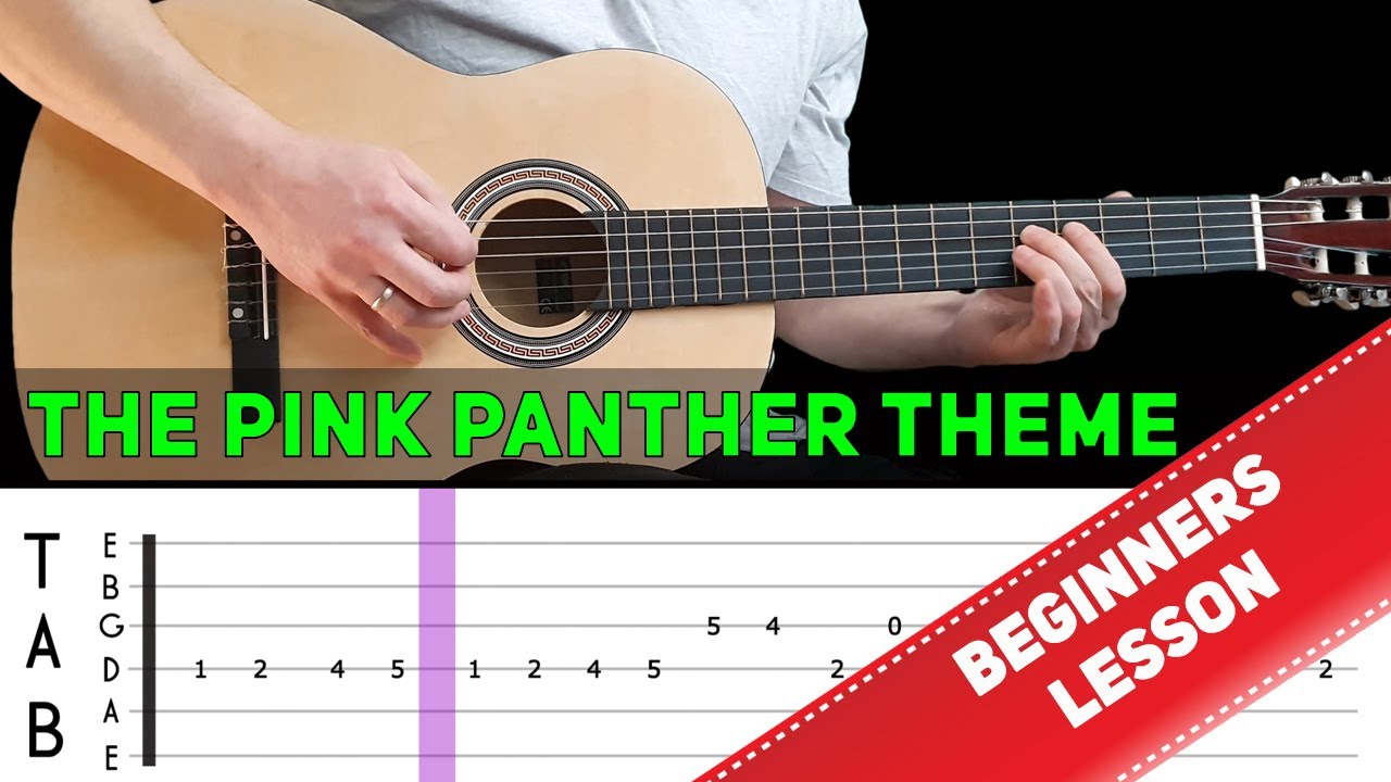 THE PINK PANTHER THEME | Easy guitar melody lesson for beginners (with ...