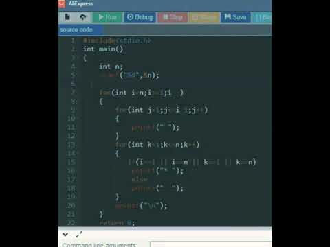 2.Hollow square or rectangle star pattern print in c programming - YouTube