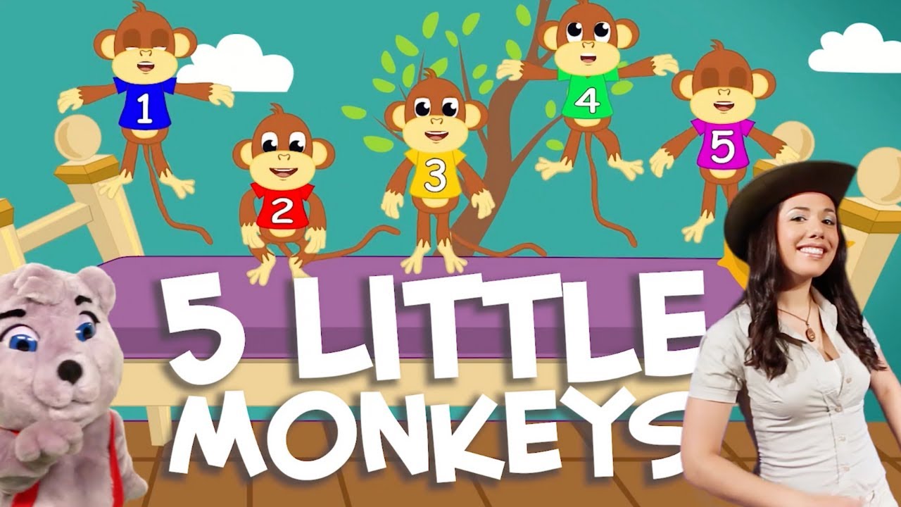 FIVE LITTLE MONKEYS | Buddy Bear | Nursery Rhymes & Fun Kids Songs ...