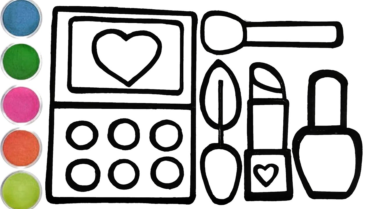 How to Draw Makeup Set | Drawing cosmetic for kids - YouTube