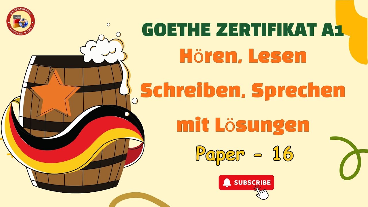 Goethe Zertifikat A1 German Language Prüfung || Paper - 16 || Hören ...