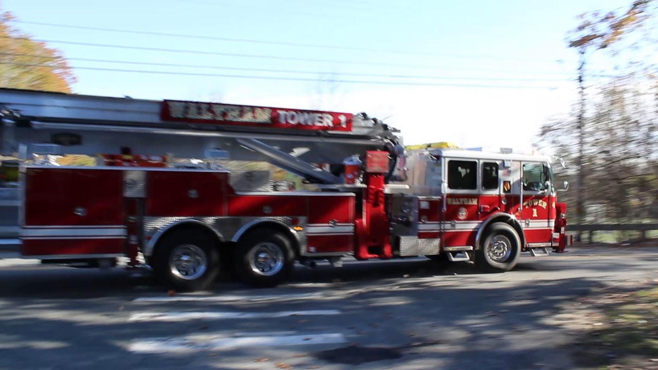 Waltham Fire Dept NEW Tower 1 & Engine 2 Responding - YouTube