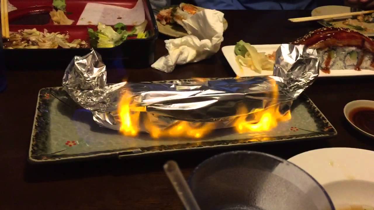 Flaming dragon roll - YouTube