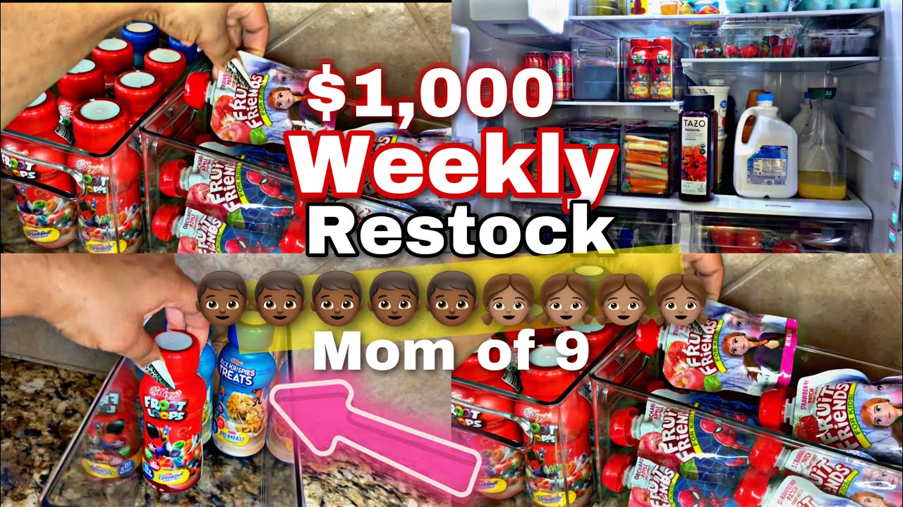$1,000 😱 WEEKLY GROCERY RESTOCK | FAMILY OF 11 - YouTube