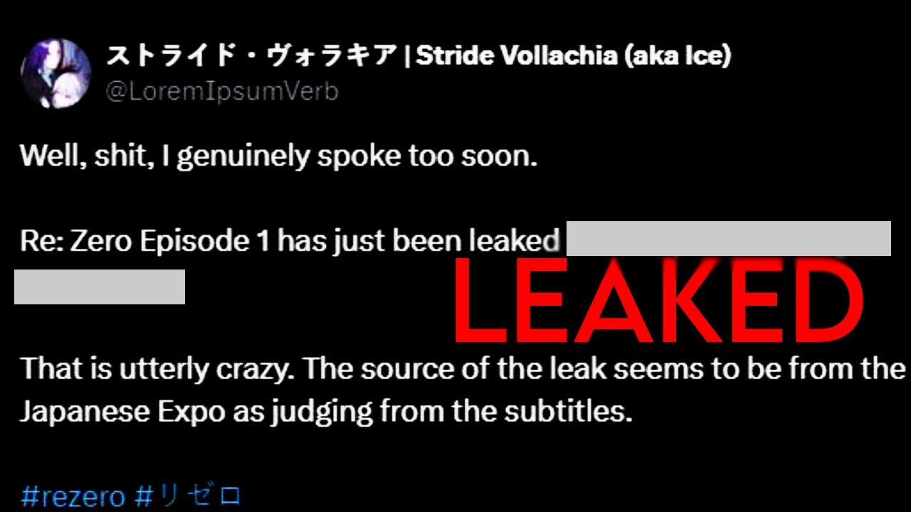 Re:Zero Season 3 Episode 1 and Other Animes Leaked - DO NOT WATCH - YouTube
