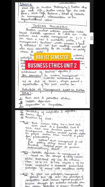 Business Ethics Unit 2 Notes for BBA first semester #bbanotes - YouTube