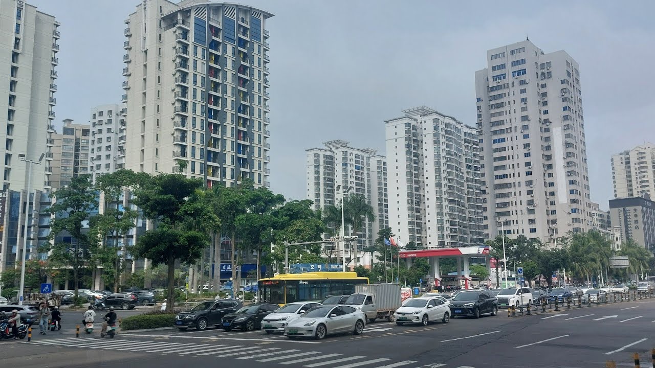 Meilan District | The beautiful roads, buildings, and coconut trees in ...
