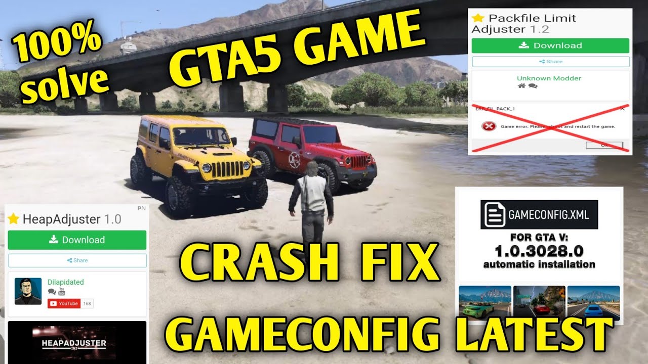 GTA5 GAME CRASH FIX GAMECONFIG LATEST VERSION || SCRIPT HOOK V AFTER ...