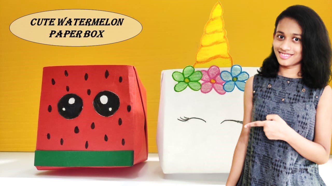 DIY Cute Paper Box | Watermelon Paper Box | DV Craft - YouTube
