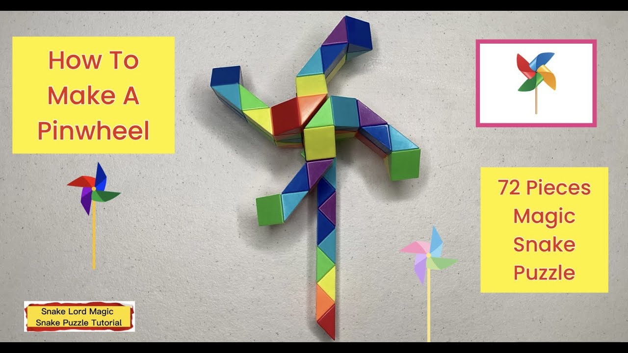 How To Make A Pinwheel - 72 Pieces Magic Snake Puzzle - 魔 尺 72 段 - YouTube