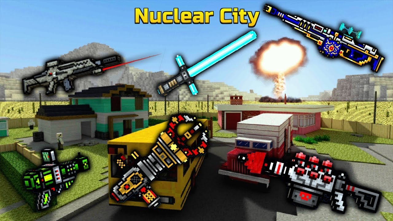 Pixel Gun 3D - Nuclear City Map Color Weapons Gameplay - YouTube