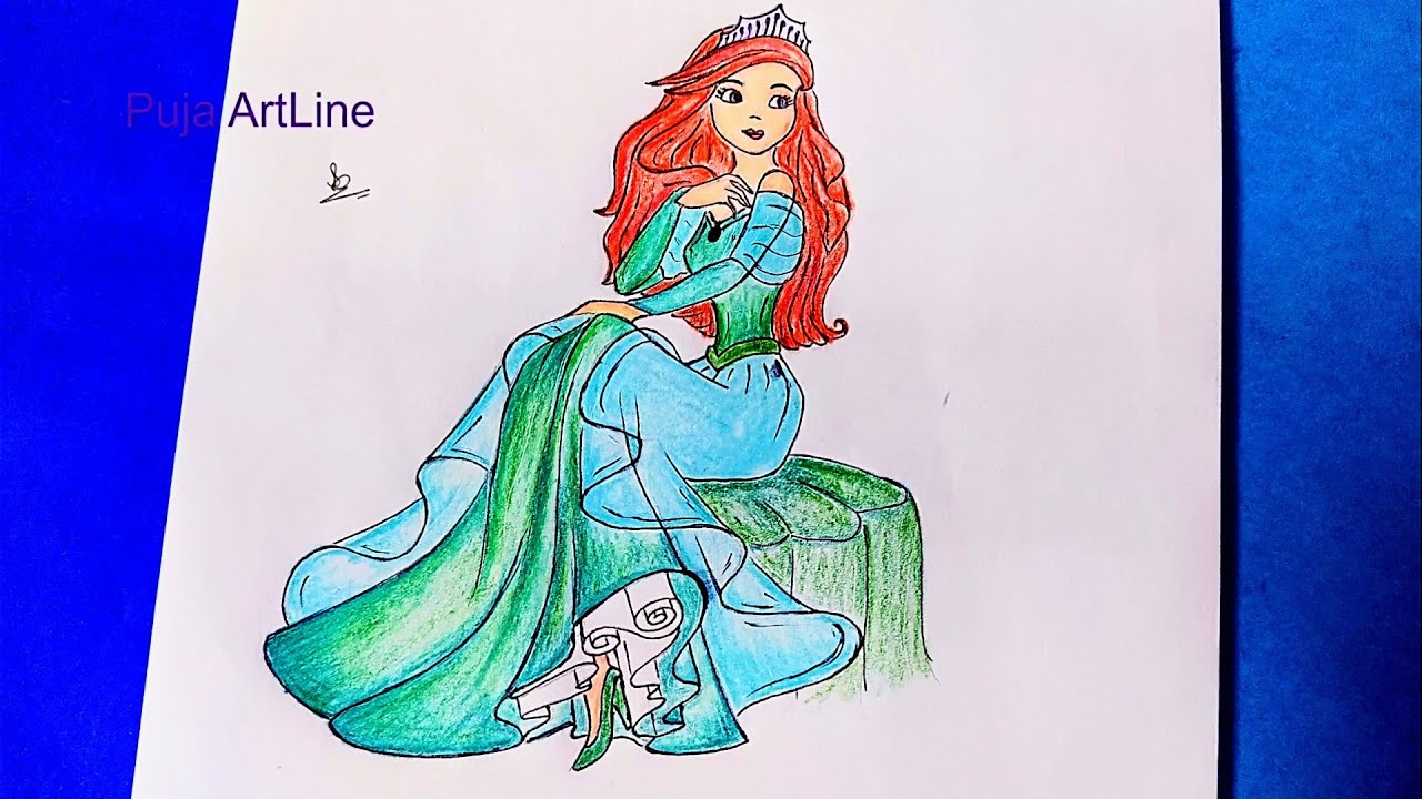 How to draw Little Mermaid Ariel/ Princess Ariel/Jalpori/ Disney ...