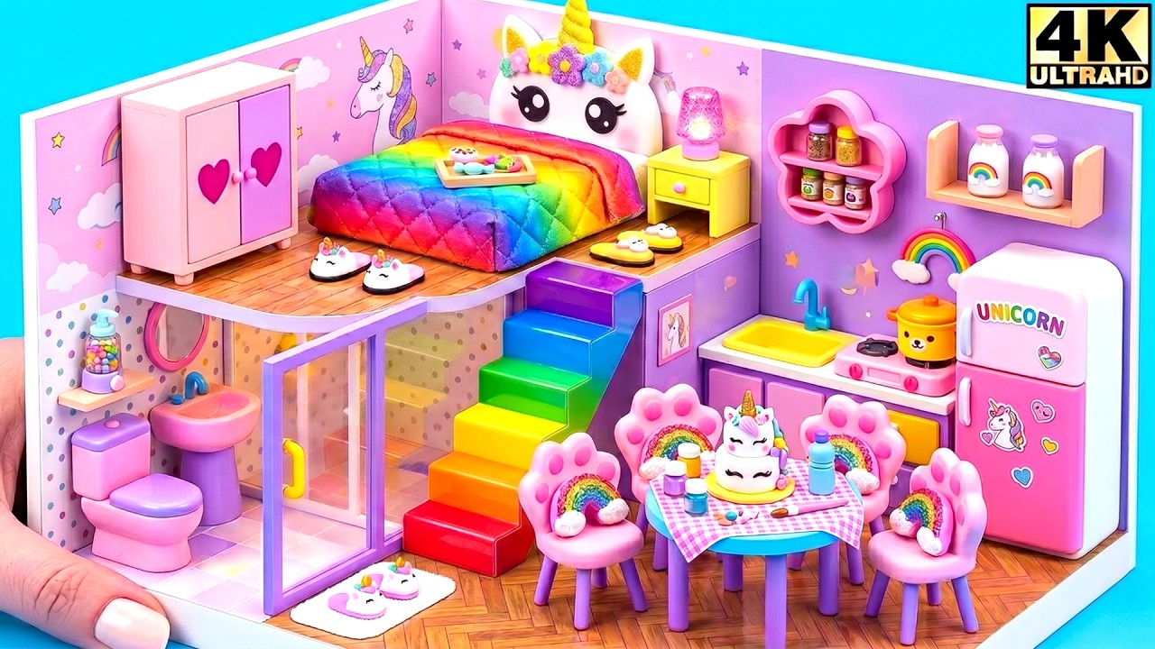 🏠 Build an Adorable Unicorn Dream House with Makeup Room & Rainbow ...