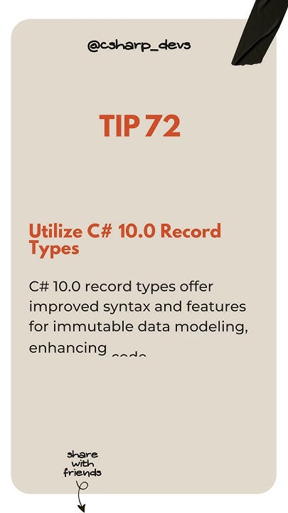 Tip 72 of 100: Utilize C# Record Types #csharp #dotnet #dotnetcore # ...
