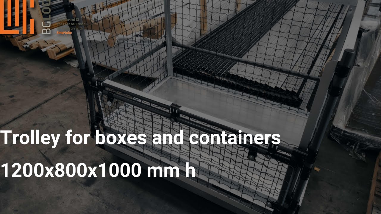 Trolley for boxes and containers 1200x800x1000 mm h - YouTube