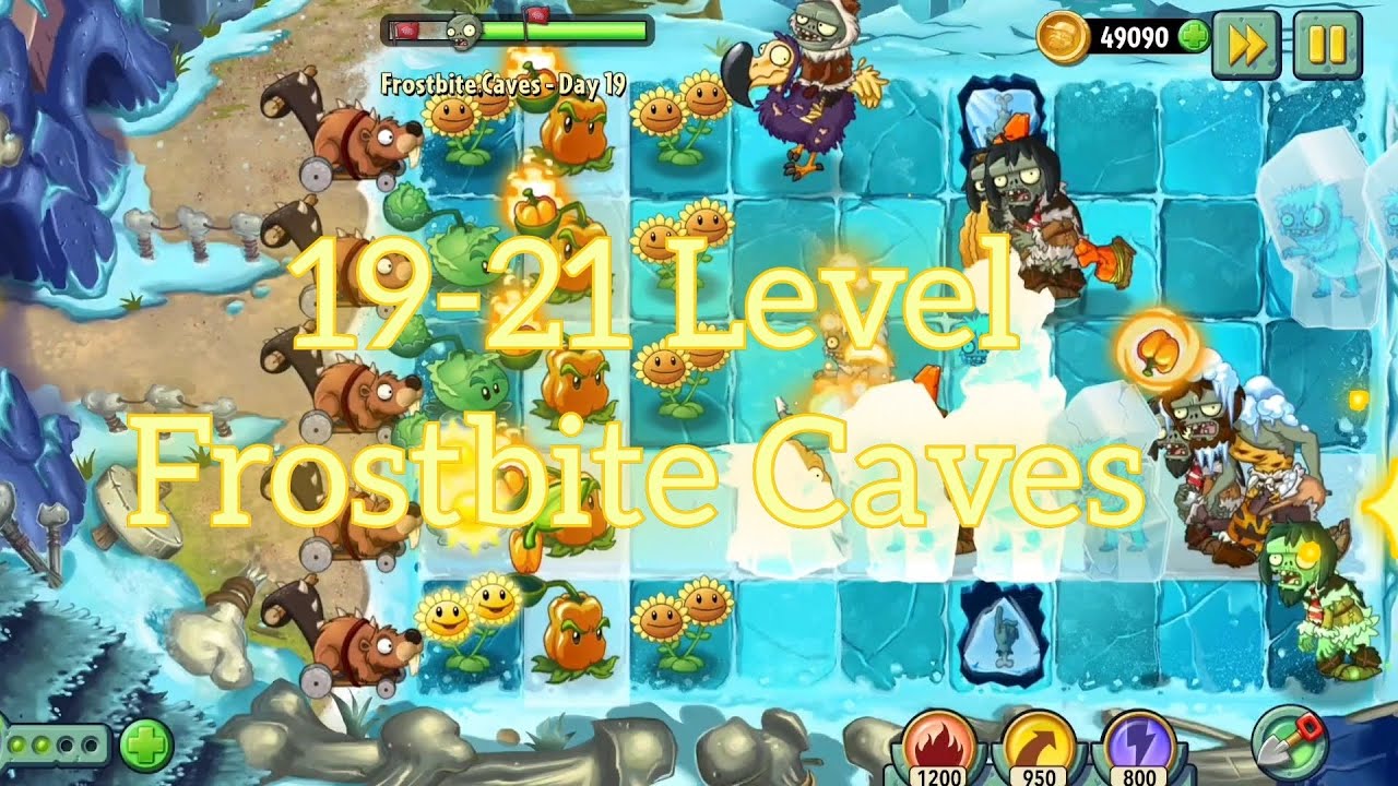 Plants vs zombies 2. 19-21. Level Frostbite Caves - YouTube