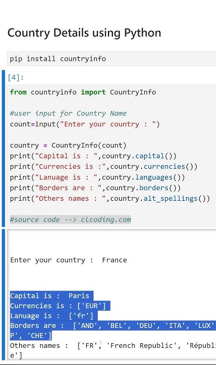 Country Details using Python #python - YouTube