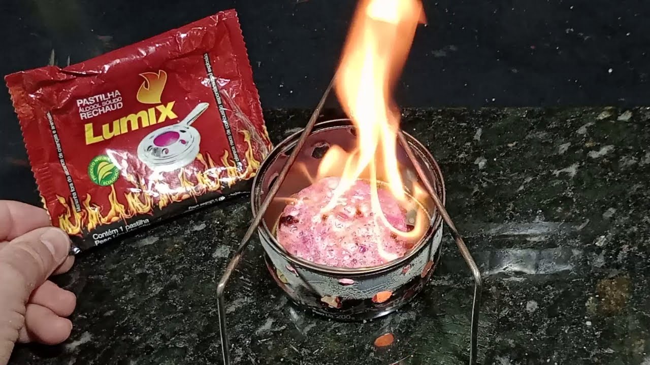 Pastilha Álcool Sólido Rechaud Lumix + Fogareiro - YouTube