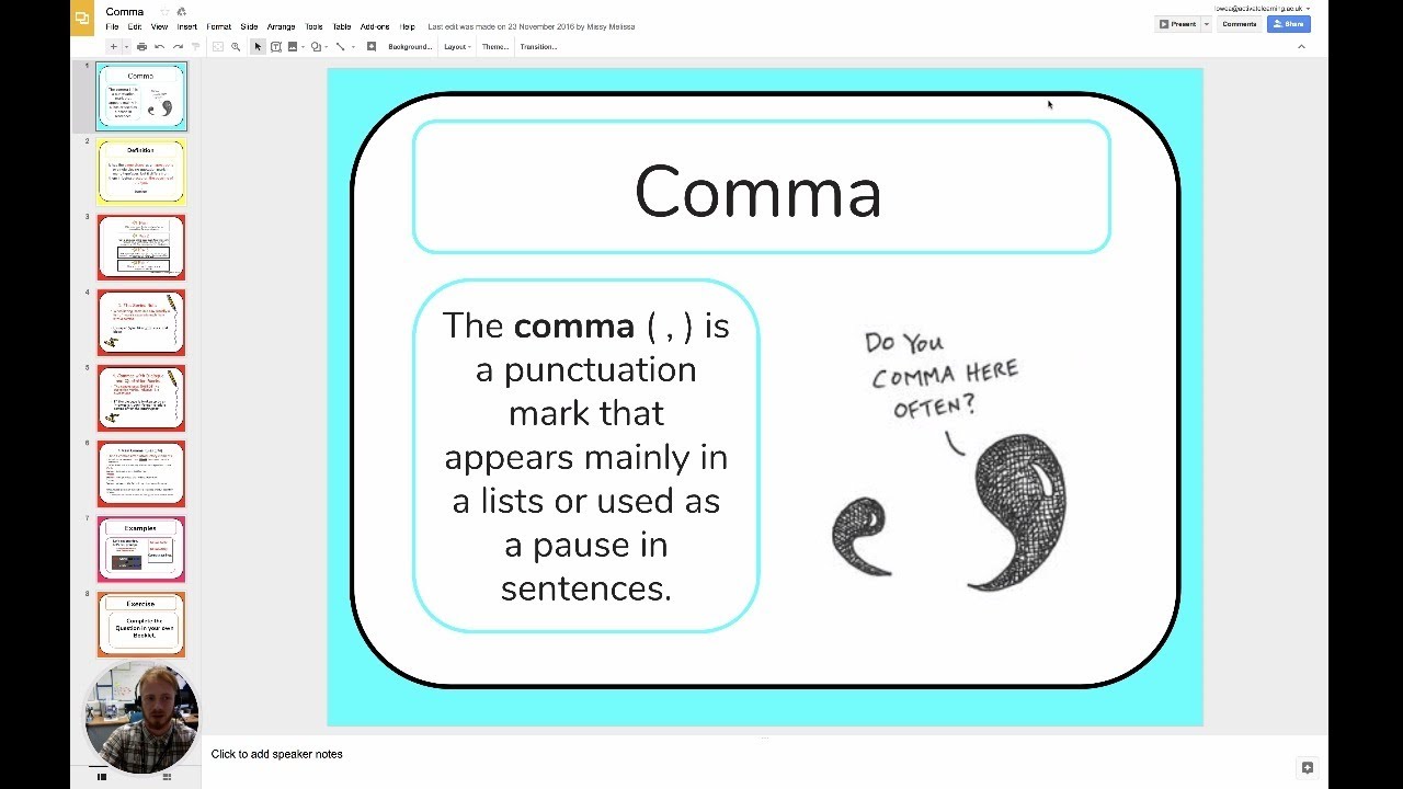 Comma Google Slides YouTube Comma Google Slides YouTube