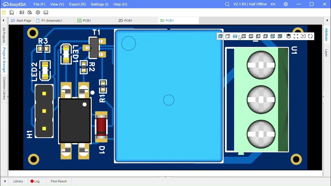 1 channel relay module schematic, PCB design & 3D simulation #easyeda #pcb #pcbuild # ...