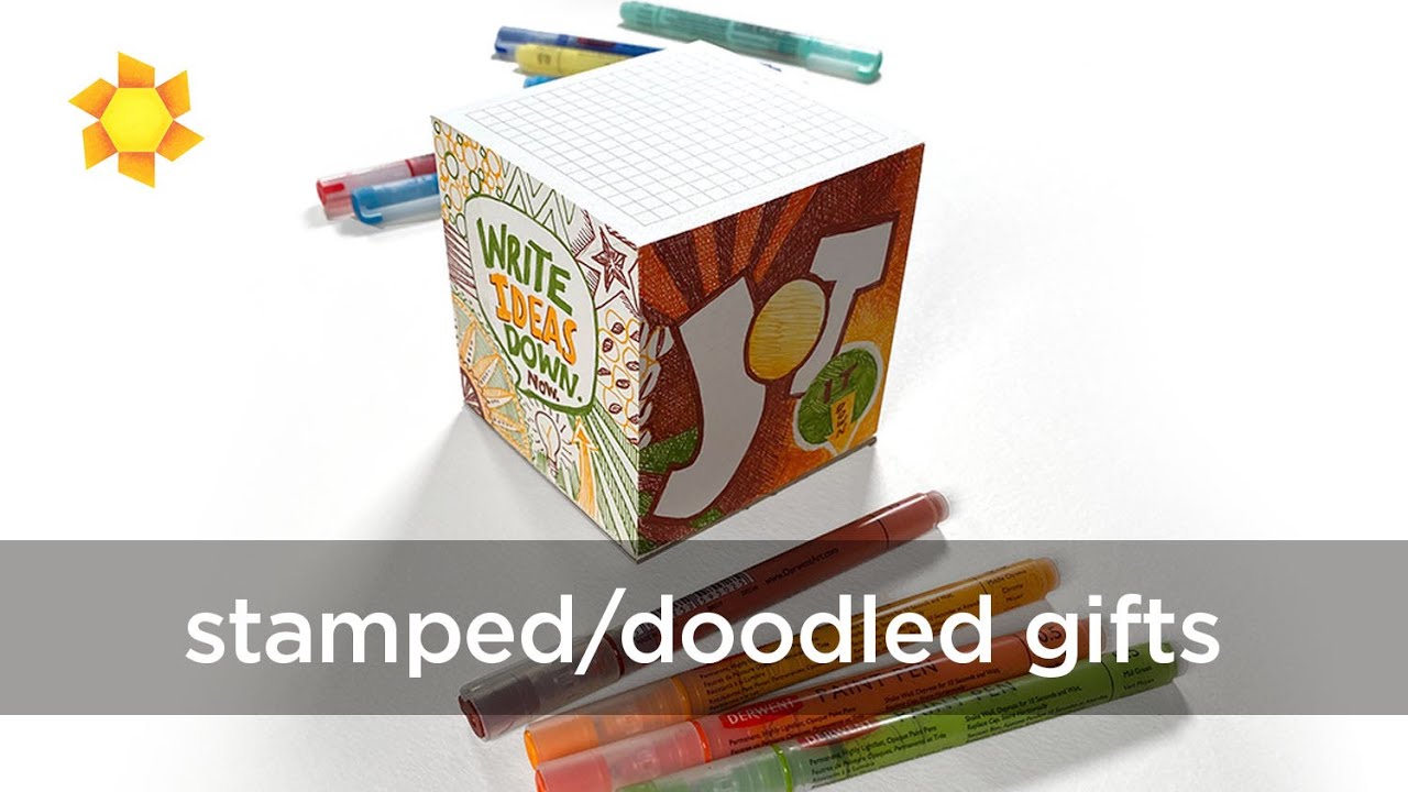 DIY stamped and doodled gifts: Altered Office Supplies - YouTube