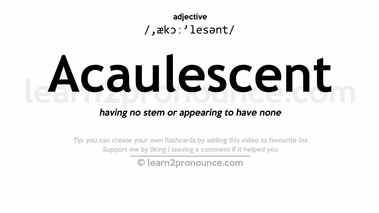 Pronunciation of Acaulescent | Definition of Acaulescent - YouTube