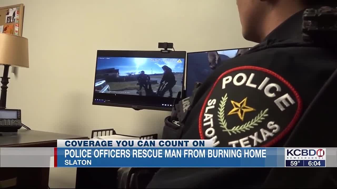 Slaton police officers rescue man from burning home - YouTube